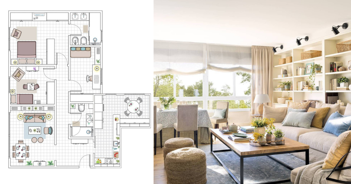 Cómo distribuir un piso de 120 m2: 4 propuestas con planos llenas de ...